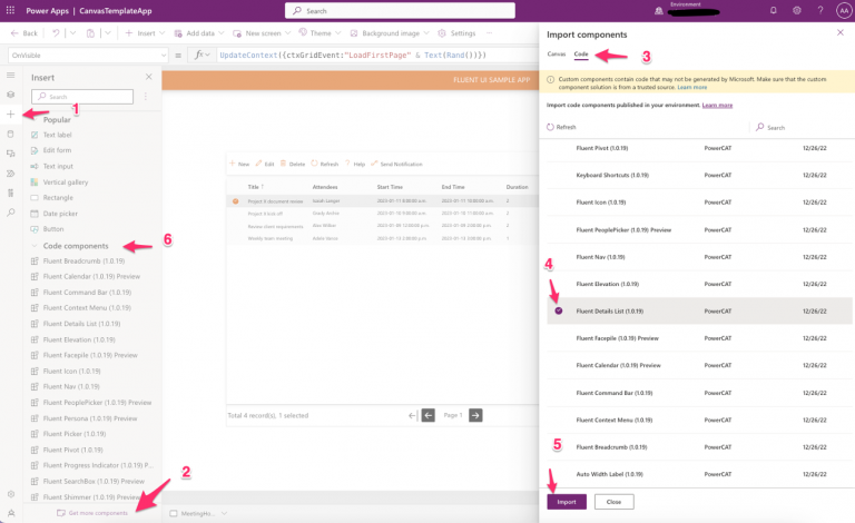 Fluent Ui Details List And Command Bar Components In Power Apps Canvas App Power Apps Arash